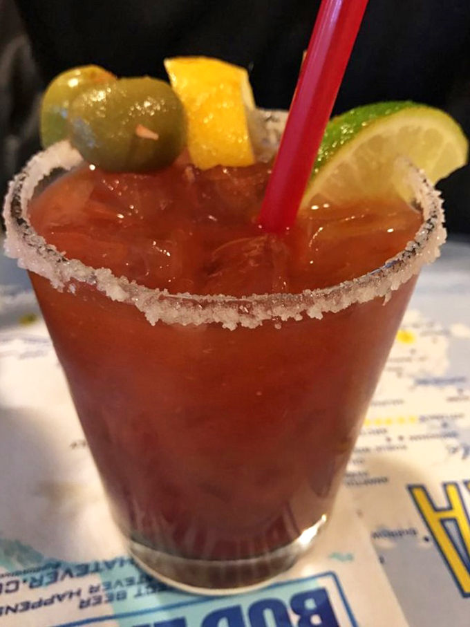 In Alaska, even the Bloody Marys dress appropriately for the weather, loaded with enough garnishes to count as a small meal.