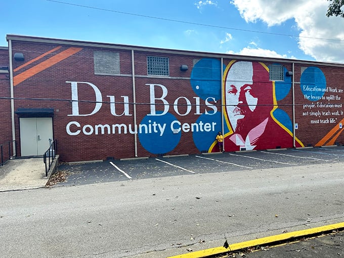 The DuBois Community Center's vibrant mural celebrates education and cultural heritage, adding a splash of artistic energy to Mount Sterling's community fabric.
