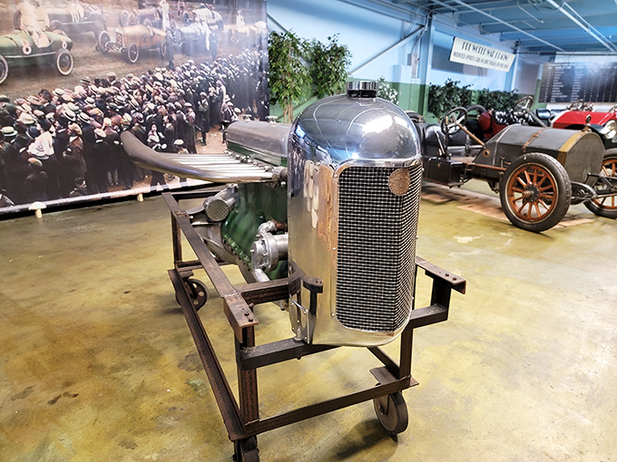 Not just an engine, but a mechanical heart on display &ndash; the kind of raw engineering that made early racers either brave pioneers or magnificent lunatics.