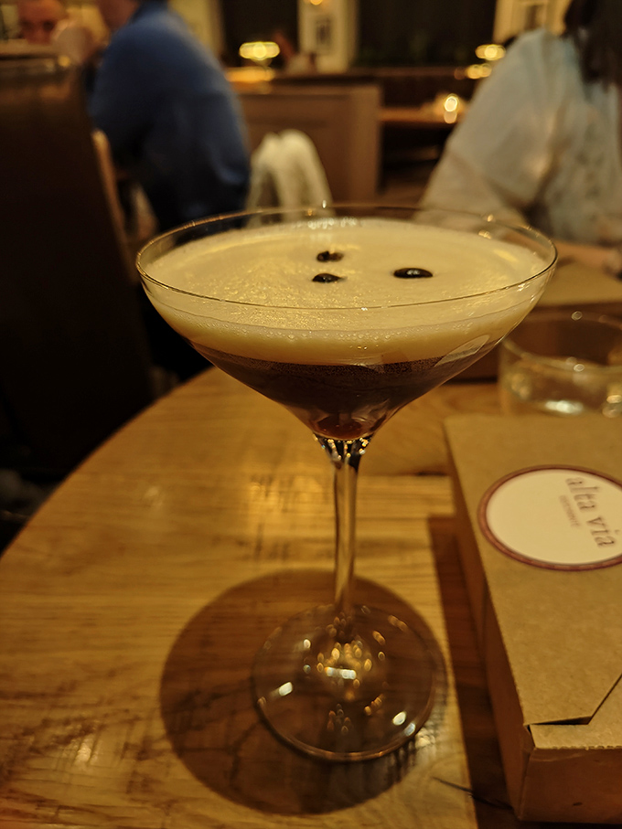 An espresso martini that delivers the perfect trifecta: it's strong enough to wake you up, smooth enough to slow you down, and pretty enough for Instagram.