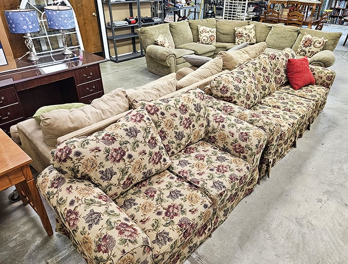 Floral sofas as far as the eye can see! Perfect for anyone who believes comfort never goes out of style and patterns should be bold.