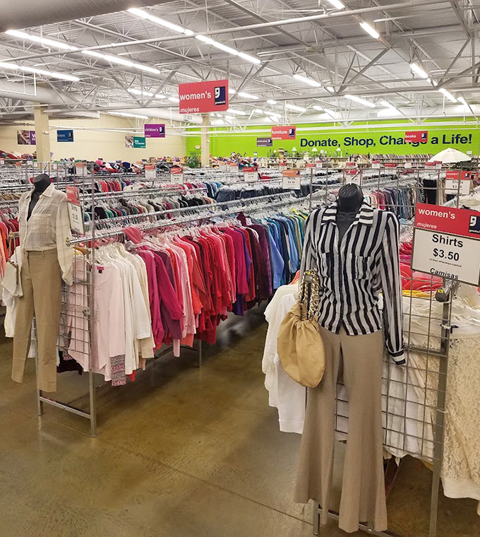 The formal wear section stands ready for your next big event. These outfits have already proven themselves worthy at someone else's special occasion. 