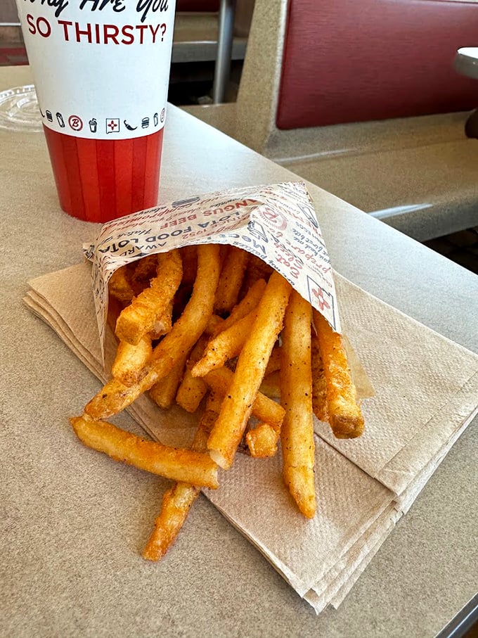 Golden, seasoned fries that achieve the perfect balance &ndash; crispy enough to satisfy, substantial enough to scoop up any wayward chile.