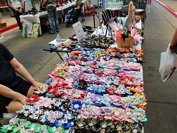 Bow-tiful creations as far as the eye can see. This explosion of colorful hair accessories proves the farmers market has evolved far beyond just fruits and vegetables.