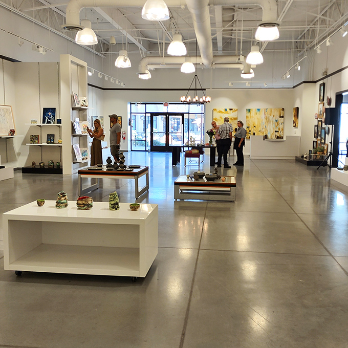 Not just shopping&mdash;culture too! This gallery space offers a moment of artistic contemplation between credit card swipes.