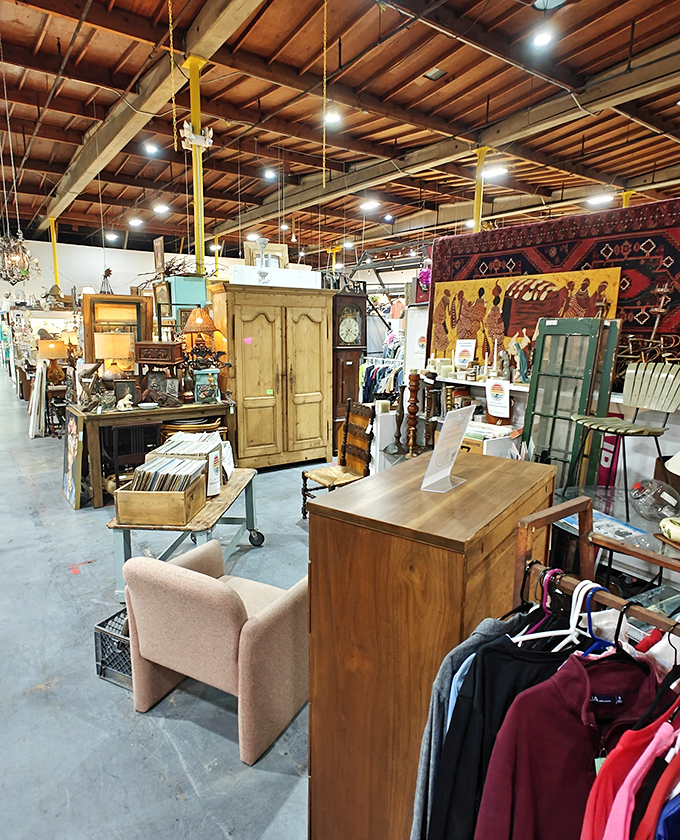 Exposed beams and endless treasures create a shopping experience that's part museum, part treasure hunt, all entertainment for your Saturday.