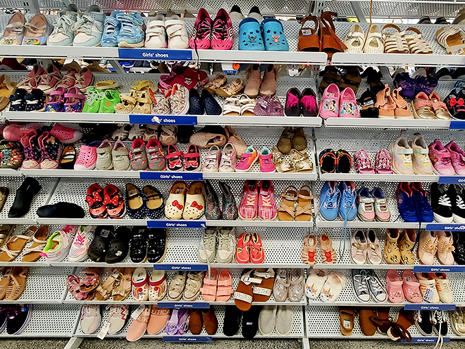 Tiny shoes for tiny adventures, arranged in a kaleidoscope of childhood possibilities. From first steps to playground conquests, all priced to grow.