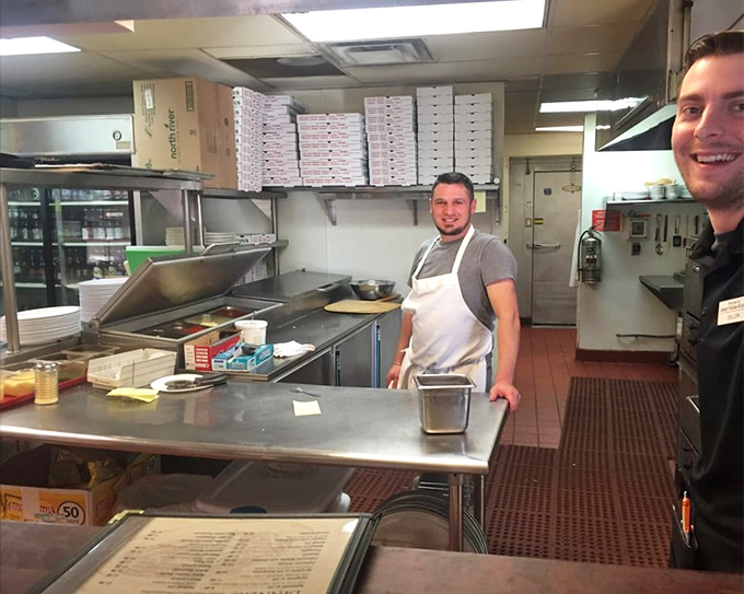 Where the magic happens! The kitchen at Jimmy's keeps it real&mdash;no fancy equipment, just skilled hands creating Italian classics with practiced precision.