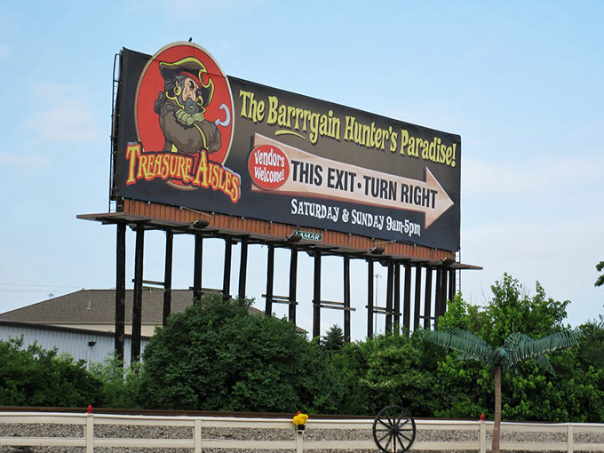 The roadside billboard promises a "Barrrgain Hunter's Paradise" &ndash; a pun so gloriously shameless you can't help but smile.