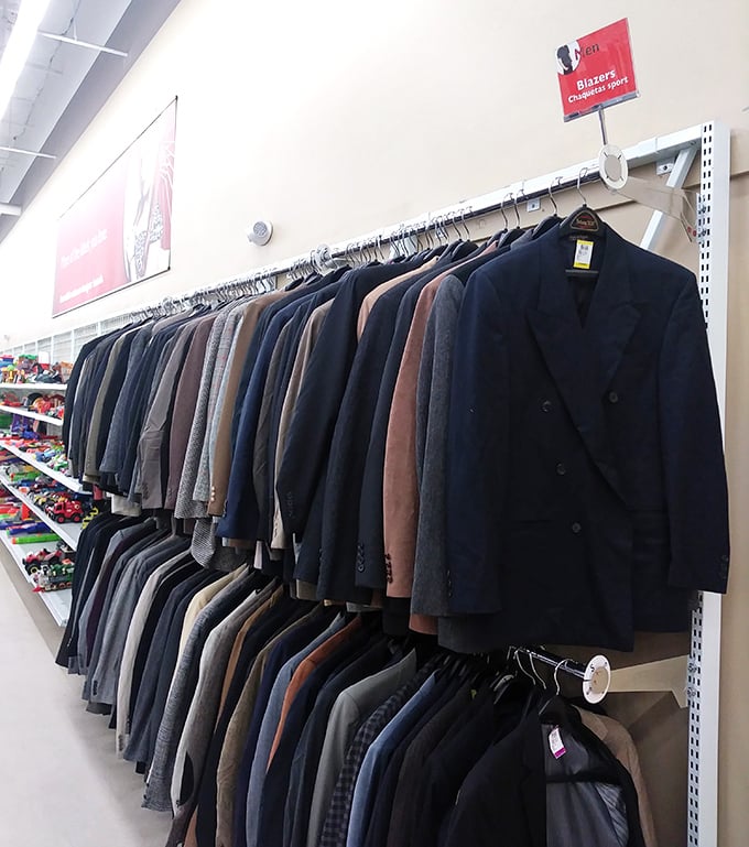 The blazer section: where you might find anything from a gently-used Brooks Brothers to the sport coat a local weatherman wore during the Clinton administration.