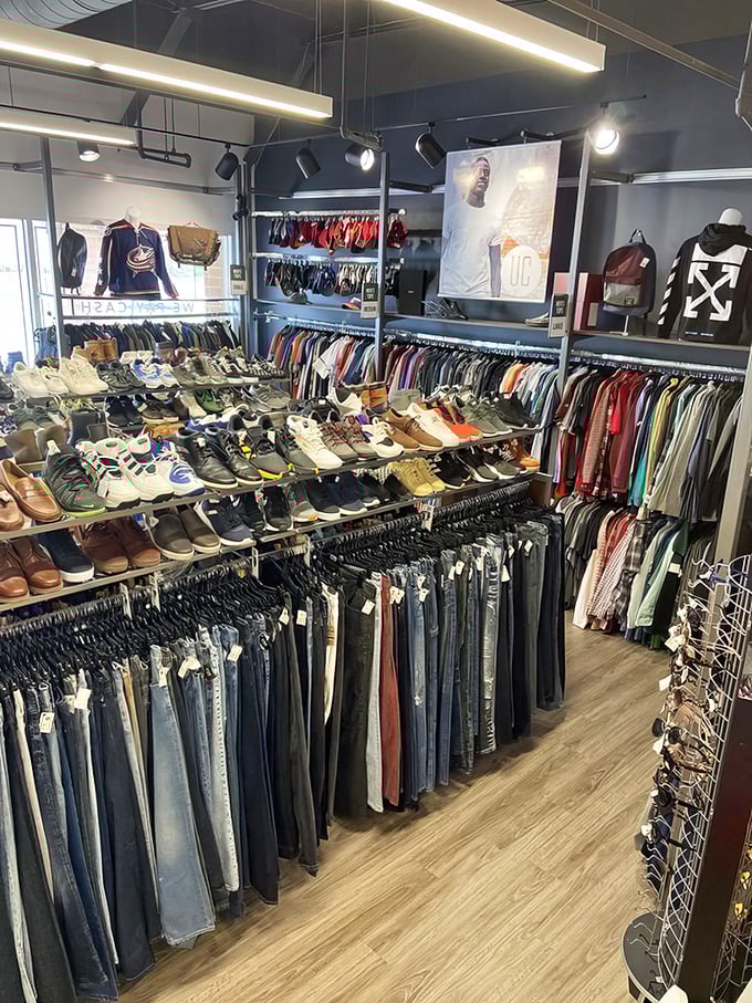 The men's section proves secondhand shopping isn't just for the ladies&mdash;with enough stylish options to transform any reluctant shopper into a believer.