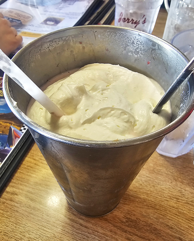 This milkshake isn't just thick – it's contemplating a career in solid geometry. Spoons required, no Instagram filters needed.