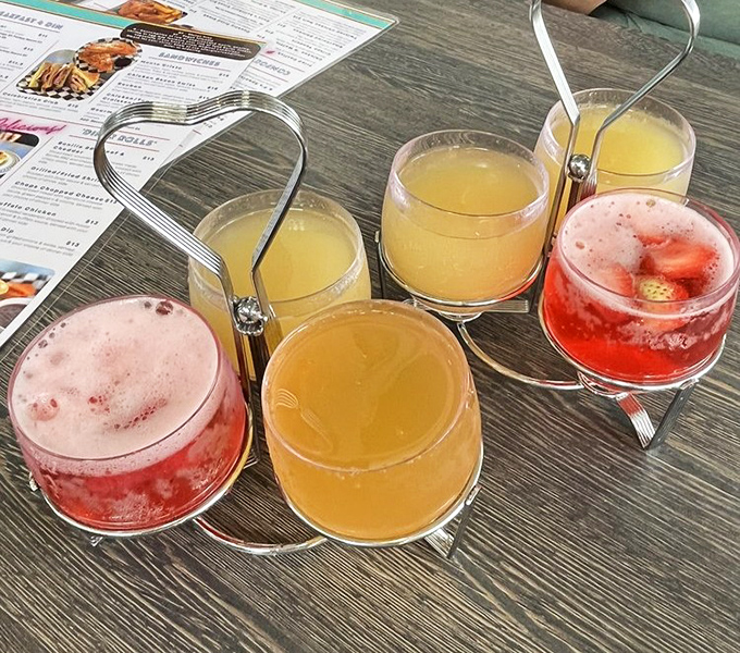 Mimosa flights: because choosing just one flavor before noon is too much responsibility. Breakfast drinking elevated to an art form.