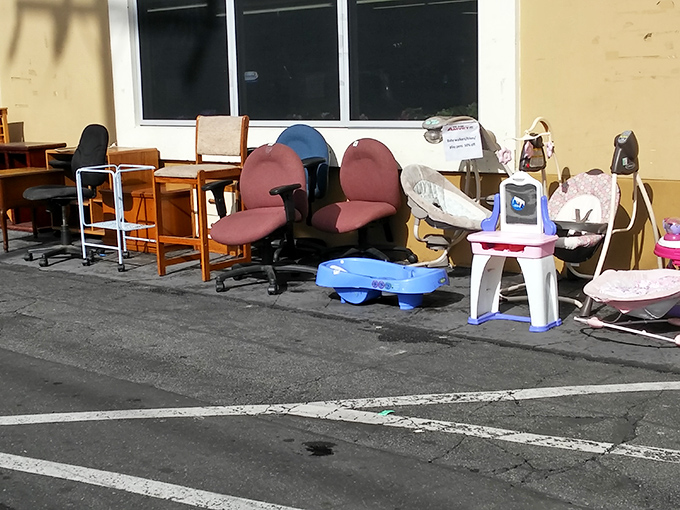 Sidewalk surprises! Even the parking lot becomes retail space when treasures overflow from this Long Beach institution.