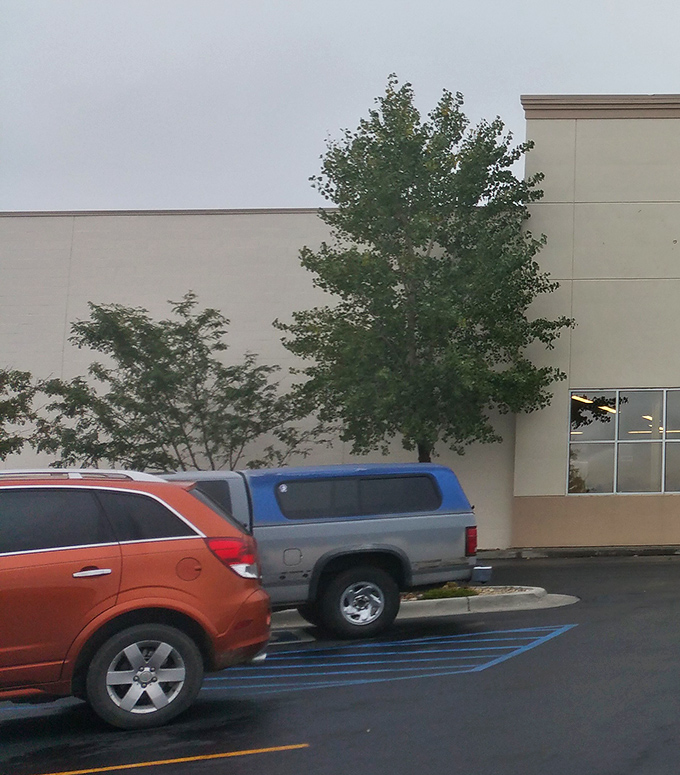 Even the parking lot speaks to Wyoming practicality&mdash;trucks and SUVs ready to haul away the day's discoveries. Treasure hunting requires proper equipment.