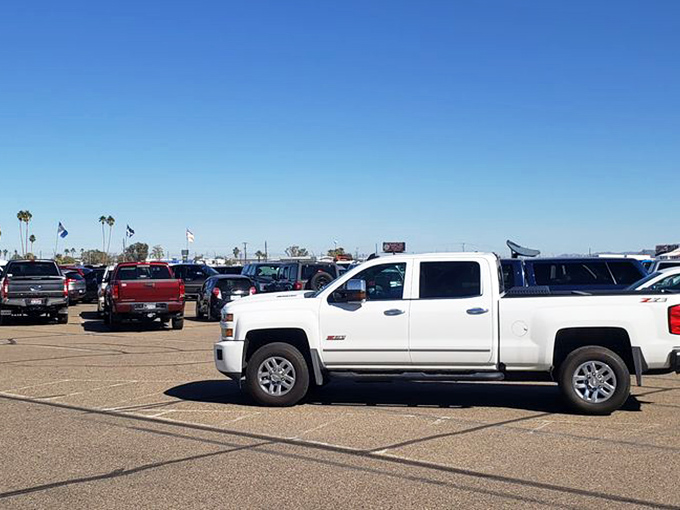 The parking lot fills with trucks and SUVs, modern-day covered wagons bringing hopeful hunters to this retail frontier.