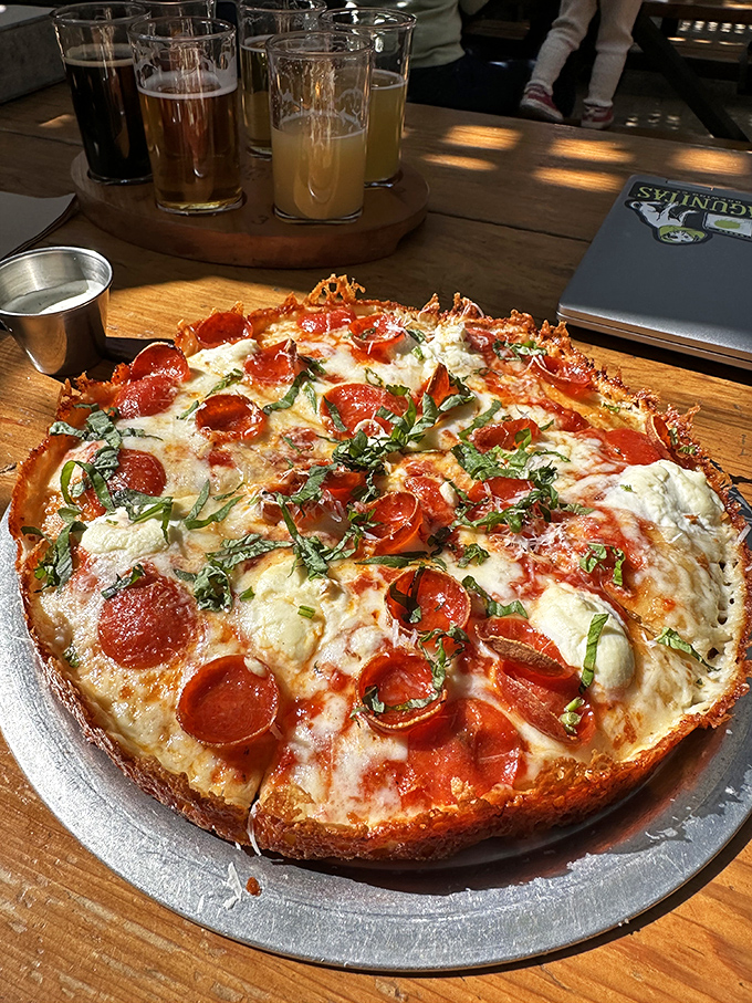 Pizza that proves California knows its way around a pie. That crispy-edged crust and bubbling cheese would make even a New Yorker pause mid-complaint.