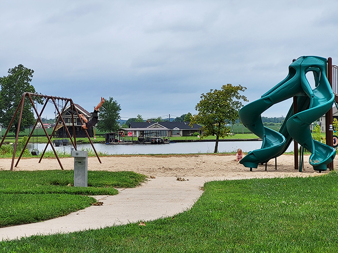 Playground equipment that turns kids into temporary explorers while parents actually get to relax.