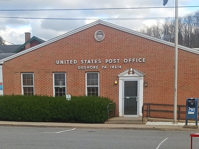 Dushore's post office &ndash; where "going viral" still means catching something during flu season rather than internet fame.