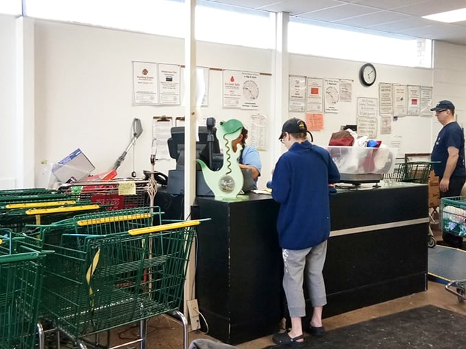 Transaction central, where treasures become yours officially. The green carts suggest you've still got room for more discoveries!