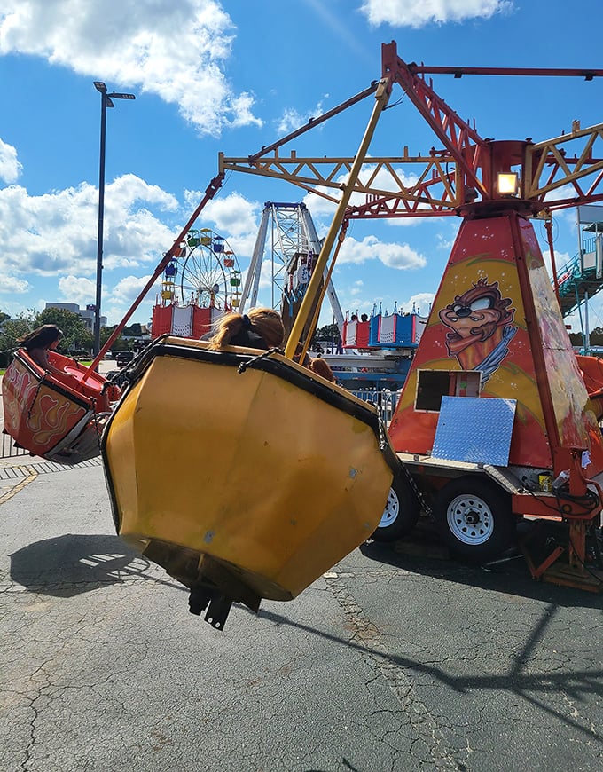 Not part of the outlets, but nearby carnival rides offer a different kind of thrill than finding designer jeans at 70% off retail.