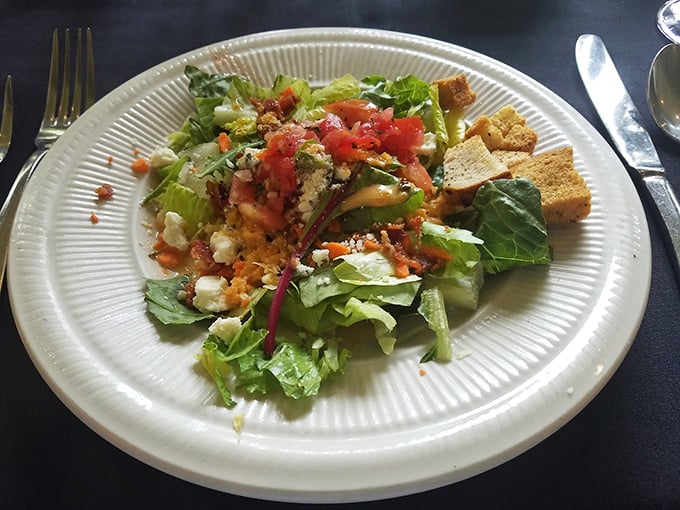 Not just a perfunctory pre-meal obligation, this vibrant salad with crumbled cheese and fresh vegetables proves that greens can be the main event.