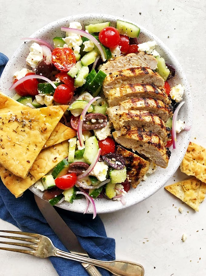 This Greek salad with grilled chicken proves Applewood isn't just a one-trick breakfast pony. Fresh, vibrant, and ready for its close-up.