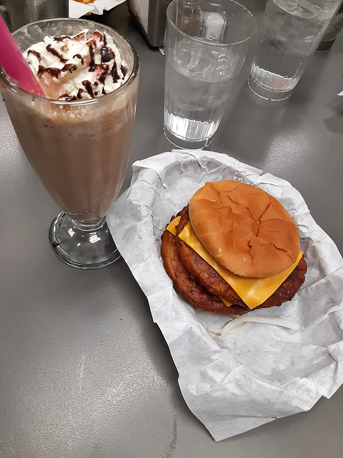 A classic cheeseburger and chocolate shake&mdash;the Fred Astaire and Ginger Rogers of diner cuisine, dancing perfectly together on your taste buds.