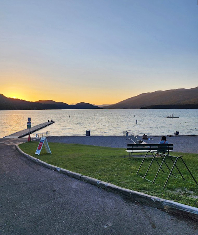 Golden hour at the park bench &ndash; nature's version of front-row seats to the greatest show on earth. No ticket required.