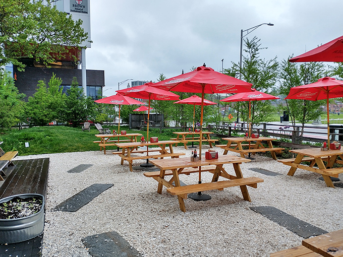 Those red umbrellas aren't just providing shade&mdash;they're marking the spot where seafood magic happens every single day. 