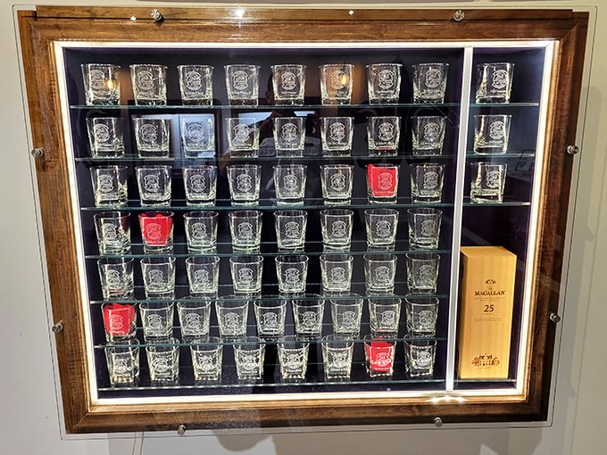 This collection of shot glasses tells a different kind of flight story&mdash;one measured in squadron toasts rather than air miles.