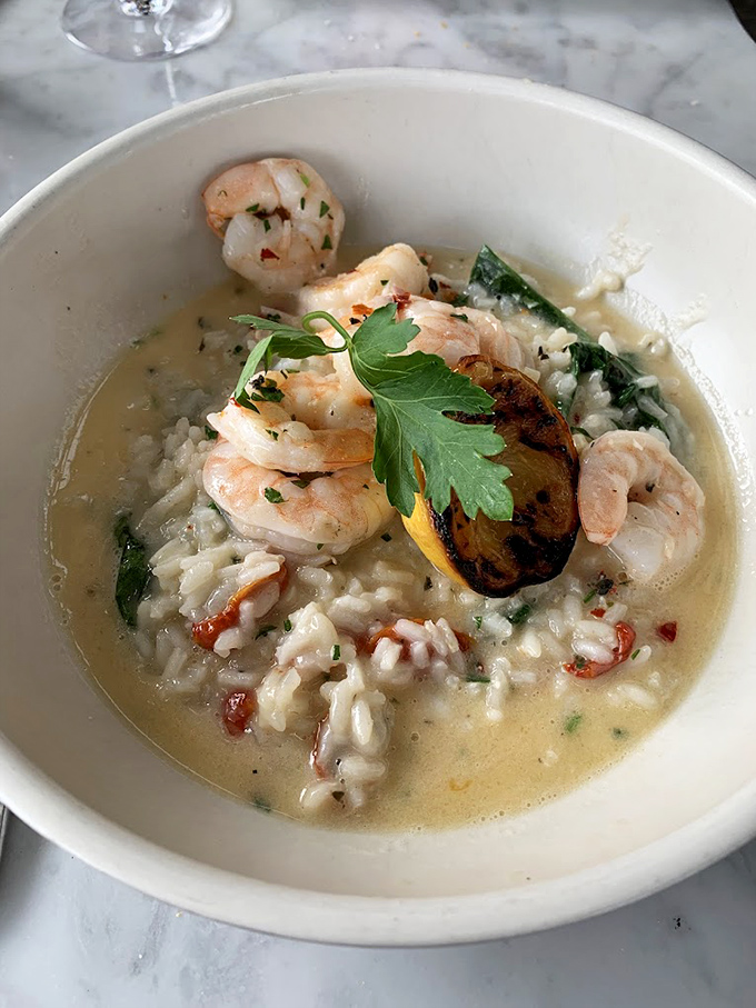 Shrimp and creamy risotto – a dish so perfectly executed it might make an Italian grandmother weep with joy.