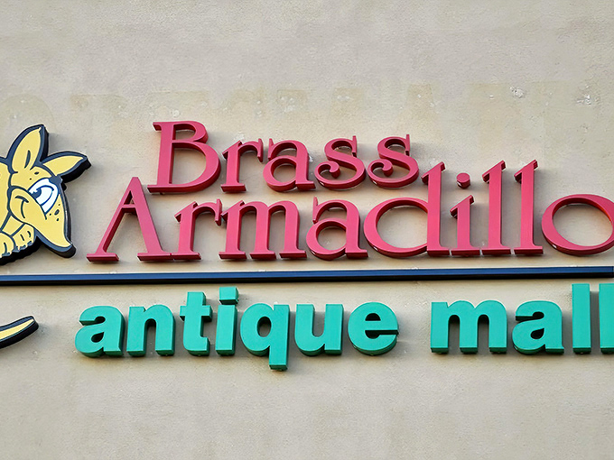 The armadillo's colorful signage promises treasures ahead &ndash; and boy, does it deliver on that promise.