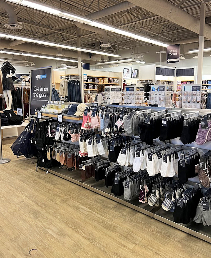 The sock wall—where practical meets whimsical, and you suddenly need seventeen new pairs despite having a drawer full at home.