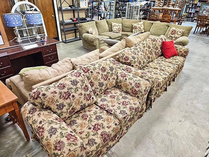 Sectional heaven for the indecisive decorator. One sofa for reading, one for napping, and one for pretending to listen to your spouse.