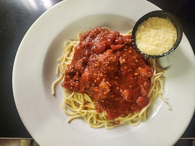 Spaghetti with red sauce and a side of nostalgia. This plate doesn't need fancy garnishes&mdash;it knows exactly what comfort tastes like.