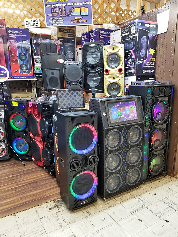 The speaker collection that screams "neighborhood block party" or "my teenager's worst nightmare," depending on your perspective.