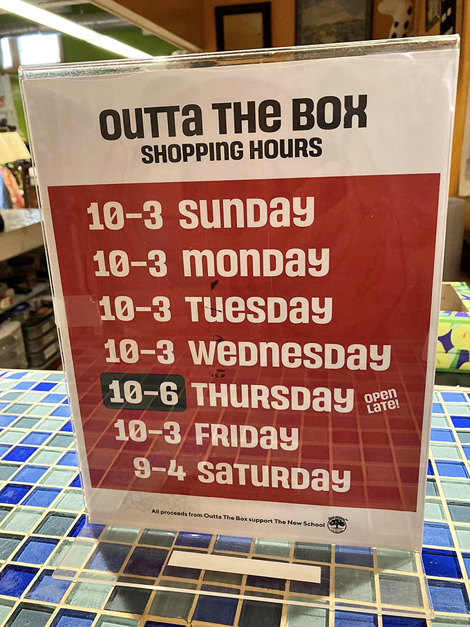 Plan your treasure hunt accordingly – Thursdays offer extended hours for those who need extra browsing time.