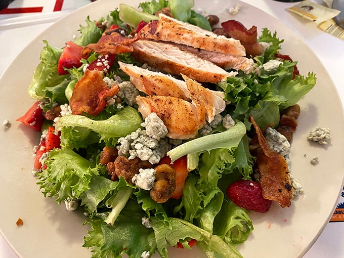 Who says diners can't do salads? This chicken creation proves healthy eating doesn't have to be punishment. Those blue cheese crumbles are playing no games.