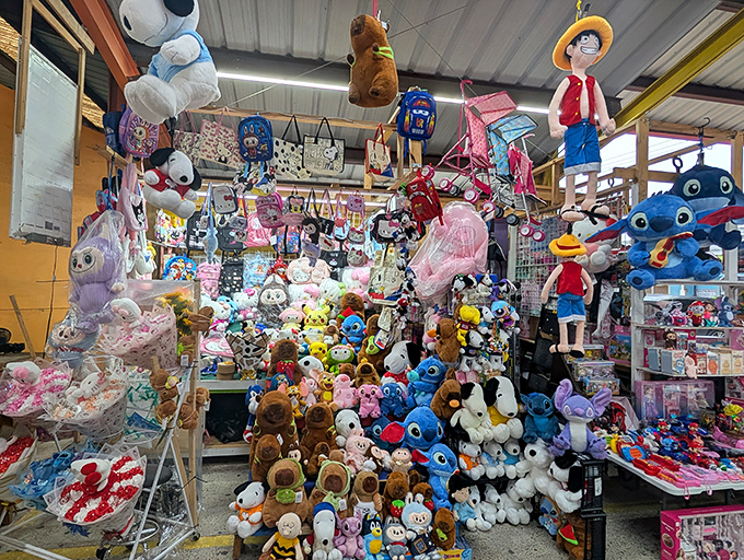 Stuffed toy metropolis! More plush friends per square foot than a carnival midway&mdash;Stitch seems particularly popular in this neighborhood.