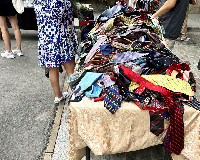 The necktie mountain: where corporate America's past comes to find new creative life. Silk storytellers waiting for their second act.