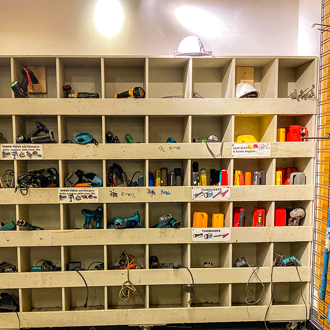 Tool paradise for the handy and hopeful alike. That drill might have built someone's deck last summer, but your projects await.