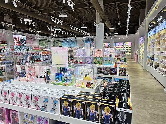 Toy paradise where kids' eyes grow wider than their parents' shrinking wallets. Collectibles that might just pay for college someday... or not.