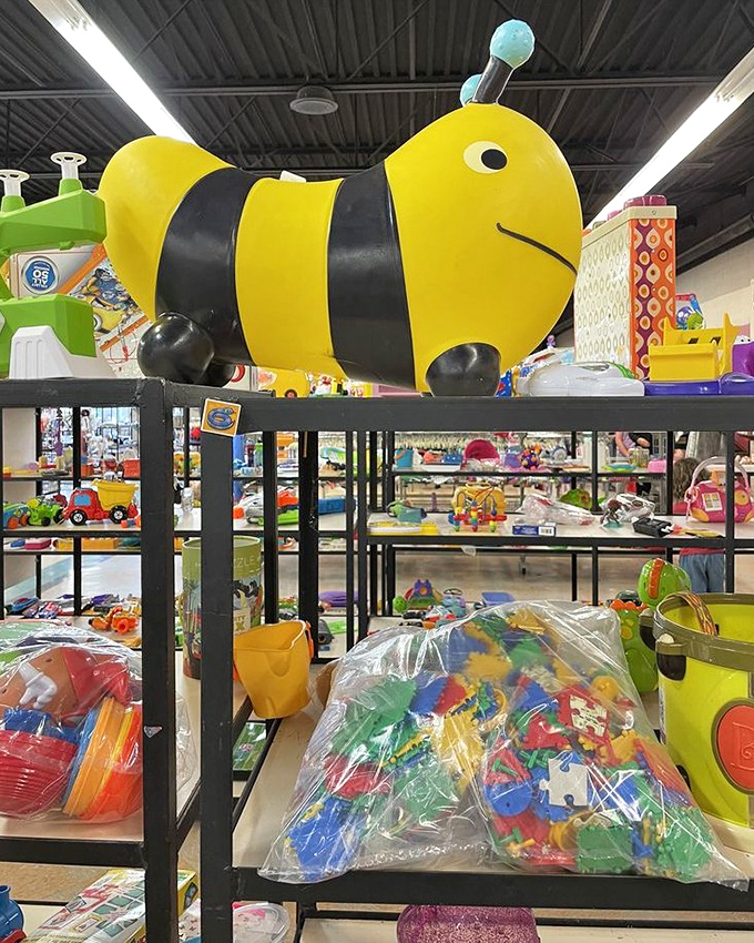 That giant bumble bee didn't just buzz in&mdash;it's guarding a kingdom of toys where childhood nostalgia meets bargain-hunting bliss.