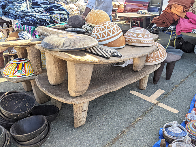 Handcrafted African stools and baskets bring global artistry to the faire. These aren't just decorative pieces&mdash;they're cultural ambassadors with patina.
