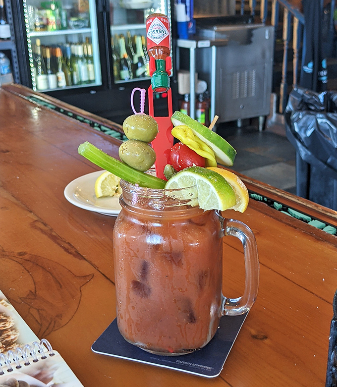 Not just a Bloody Mary&mdash;it's a liquid salad with attitude. That celery stalk is just the beginning of this garnish adventure.