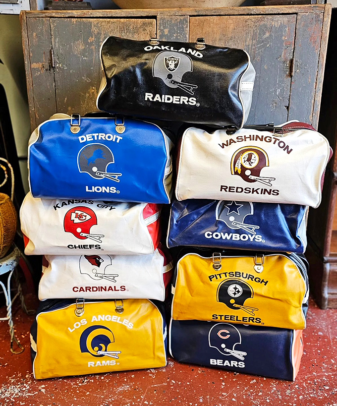 These vintage NFL duffel bags are like sports time capsules&mdash;perfect for the fan who remembers when football helmets were leather and players had day jobs.