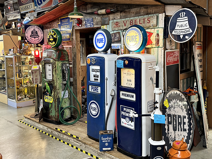 Gas station glory days preserved in pristine pumps. Remember when filling up cost less than taking the family out for ice cream?