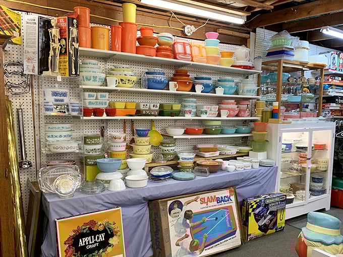 Pyrex paradise! Those colorful vintage bowls your grandmother used for potato salad are now worth more than the family silverware she kept them with.
