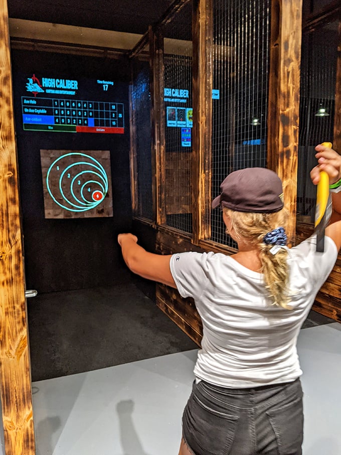 Axe throwing meets high-tech scoring &ndash; like darts for lumberjacks who appreciate instant digital gratification.